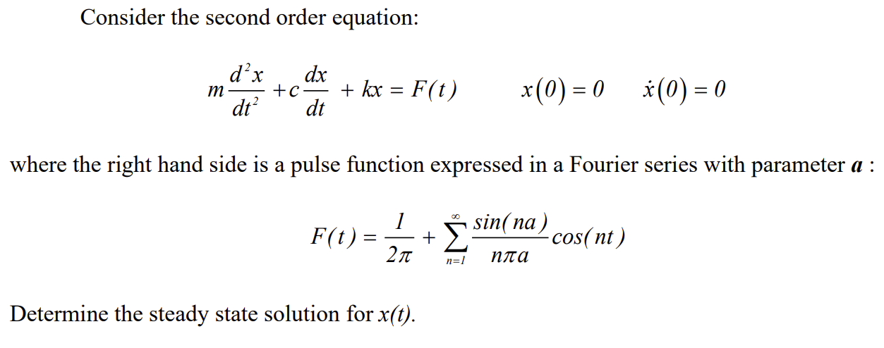 Solved Consider the second order | Chegg.com