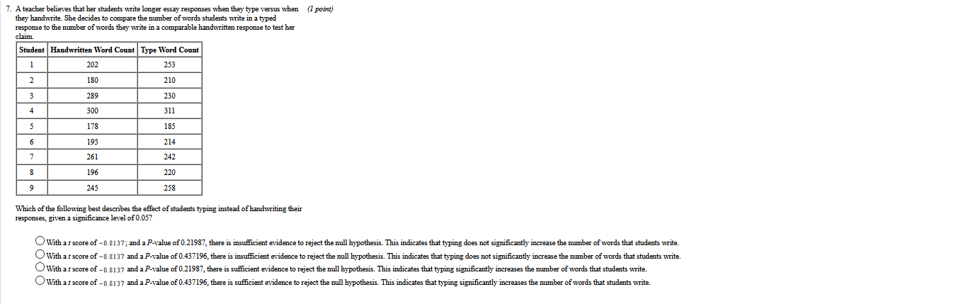 Solved 5. A teacher wants to determine whether his students | Chegg.com