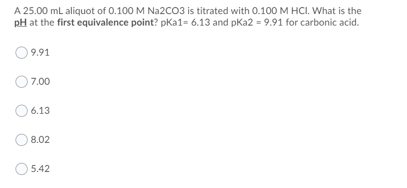 Solved A 25.00 mL aliquot of 0.100 M Na2CO3 is titrated with | Chegg.com
