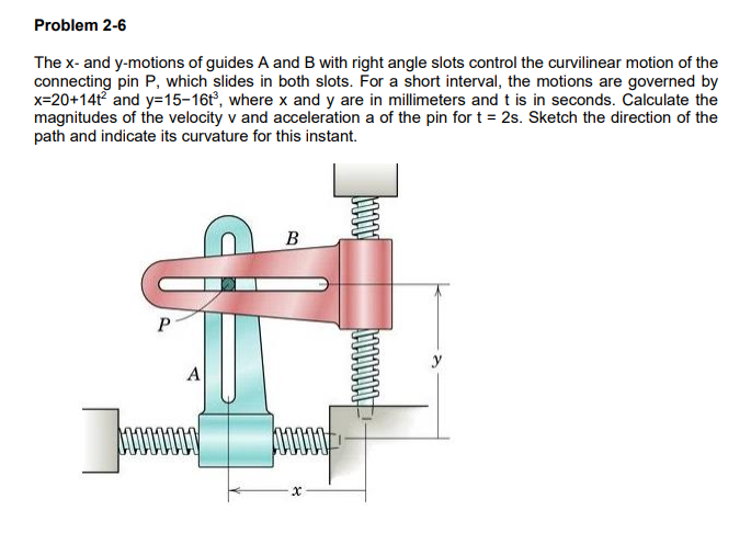 Solved Problem 2-6 The x- and y-motions of guides A and B | Chegg.com