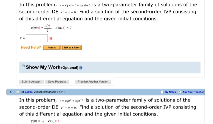 Solved In this problem,t sint is a two-parameter family of | Chegg.com