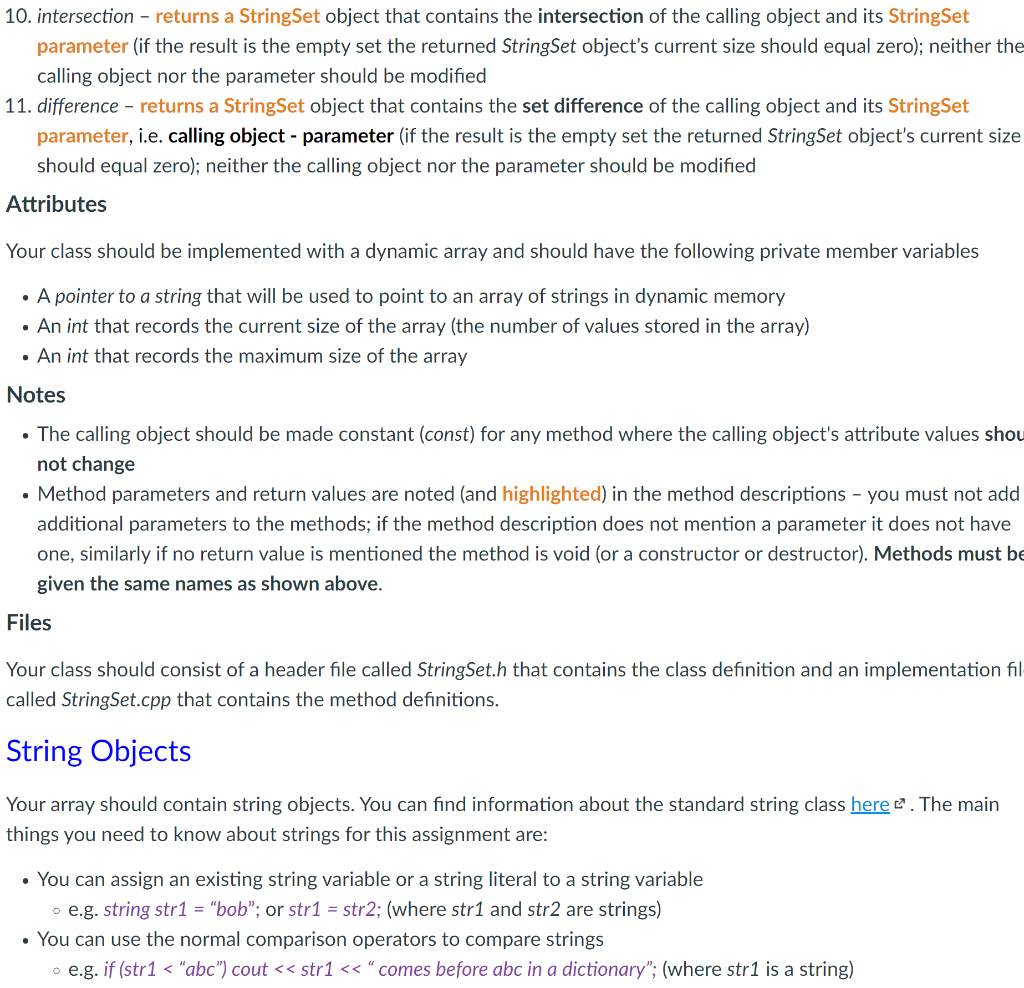 Solved You Are To Implement A Class That Stores A Set Of 
