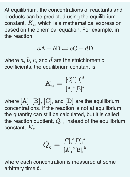 Solved At equilibrium, the concentrations of reactants and | Chegg.com