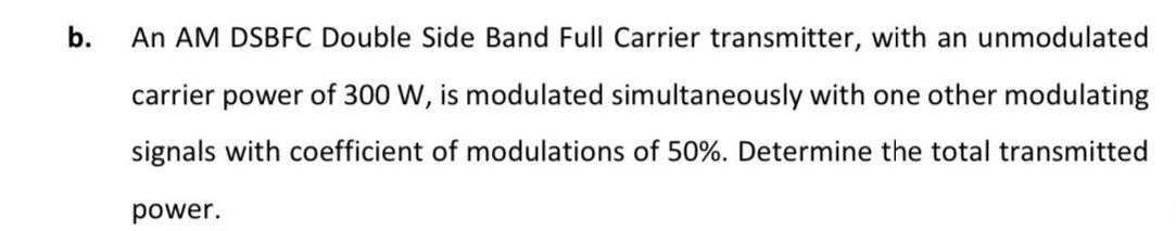 Solved b. An AM DSBFC Double Side Band Full Carrier | Chegg.com