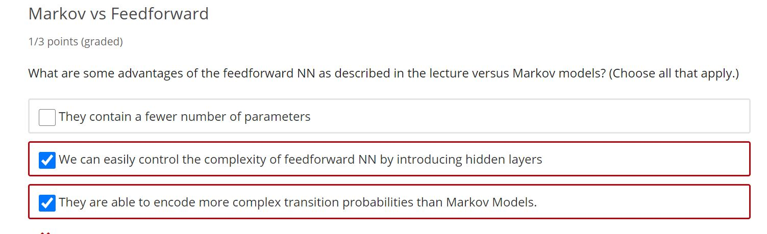 Markov vs Feedforward 1/3 points (graded) What are | Chegg.com