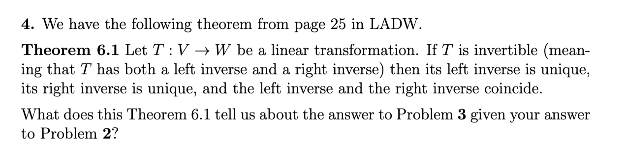 Solved a 4. We have the following theorem from page 25 in | Chegg.com