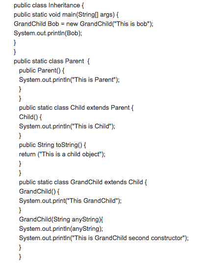 Solved public class Inheritance { public static void | Chegg.com