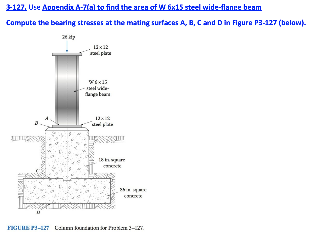 Solved 3-127. Use Appendix A-7(a) to find the area of W 6x15 | Chegg.com