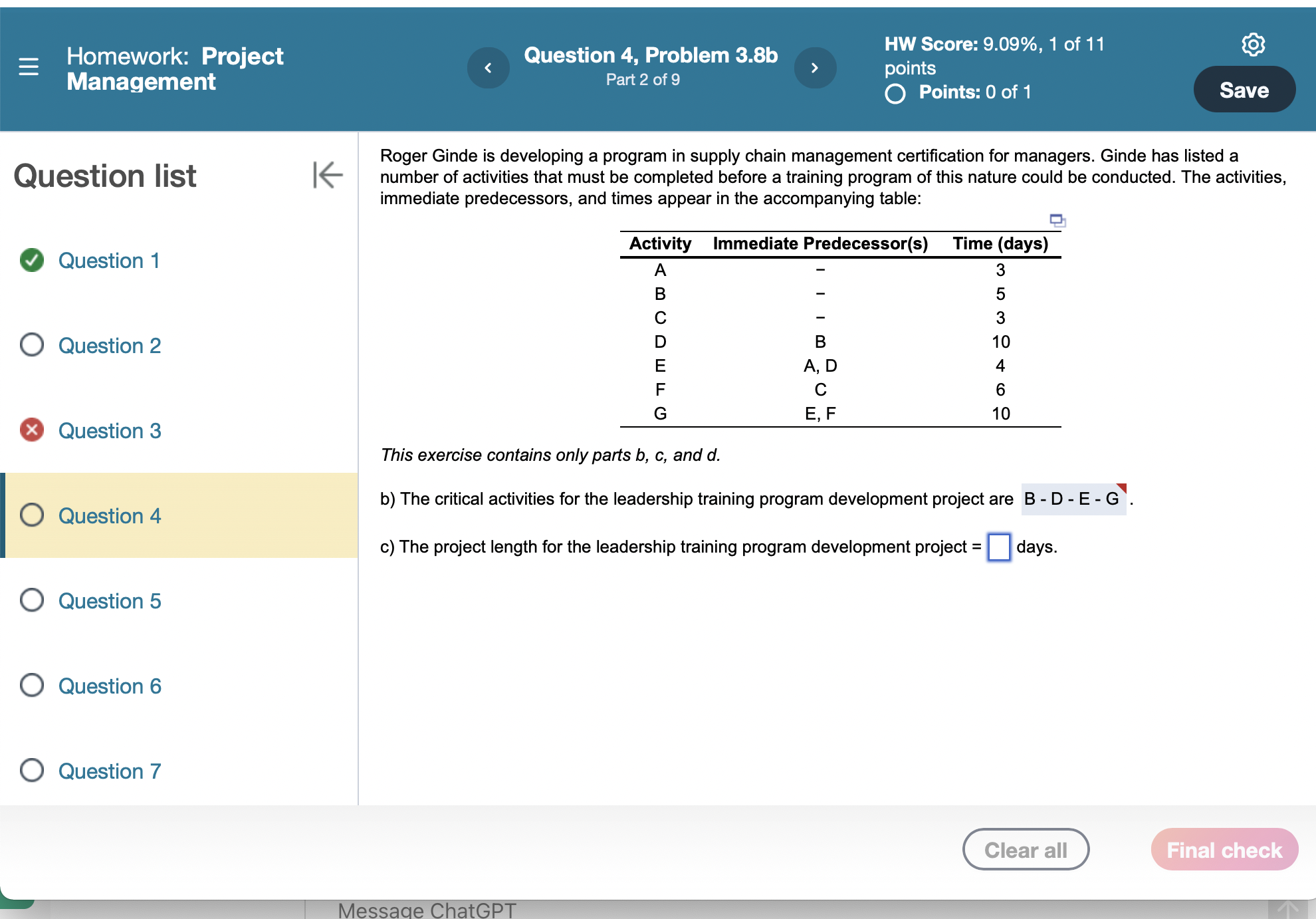 Solved Roger Ginde is developing a program in supply chain | Chegg.com