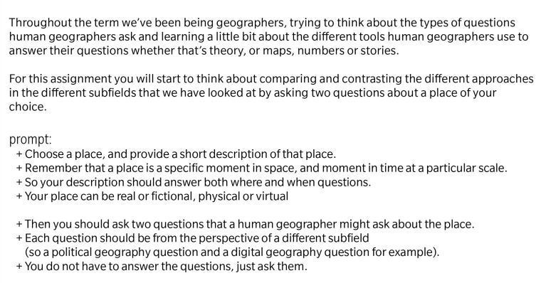Solved Throughout the term we've been being geographers, | Chegg.com