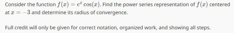Solved Consider the function f(x)=excos(x). Find the power | Chegg.com