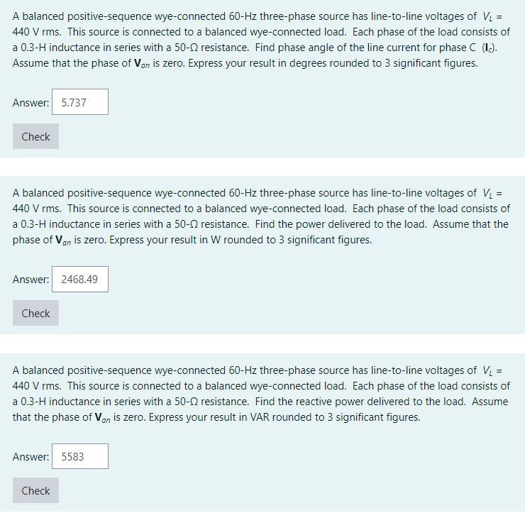 Solved A balanced positive-sequence wye-connected 60-Hz | Chegg.com