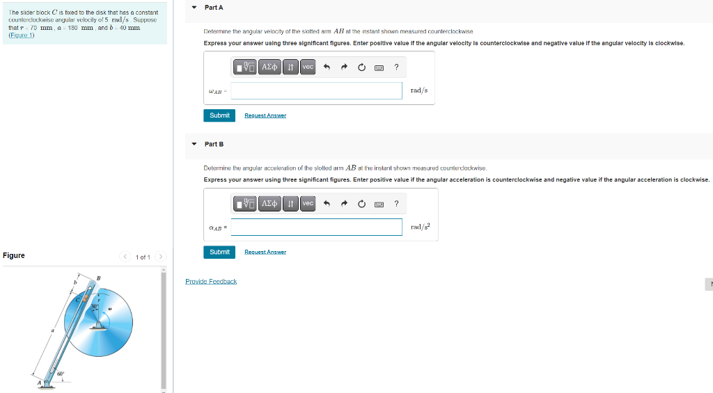 Solved The slider block C is fixed to the disk that hes a | Chegg.com