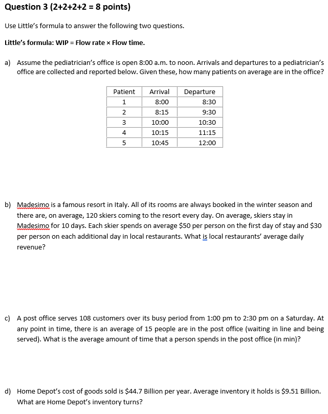 Solved c) What is the average throughput time, i.e., | Chegg.com