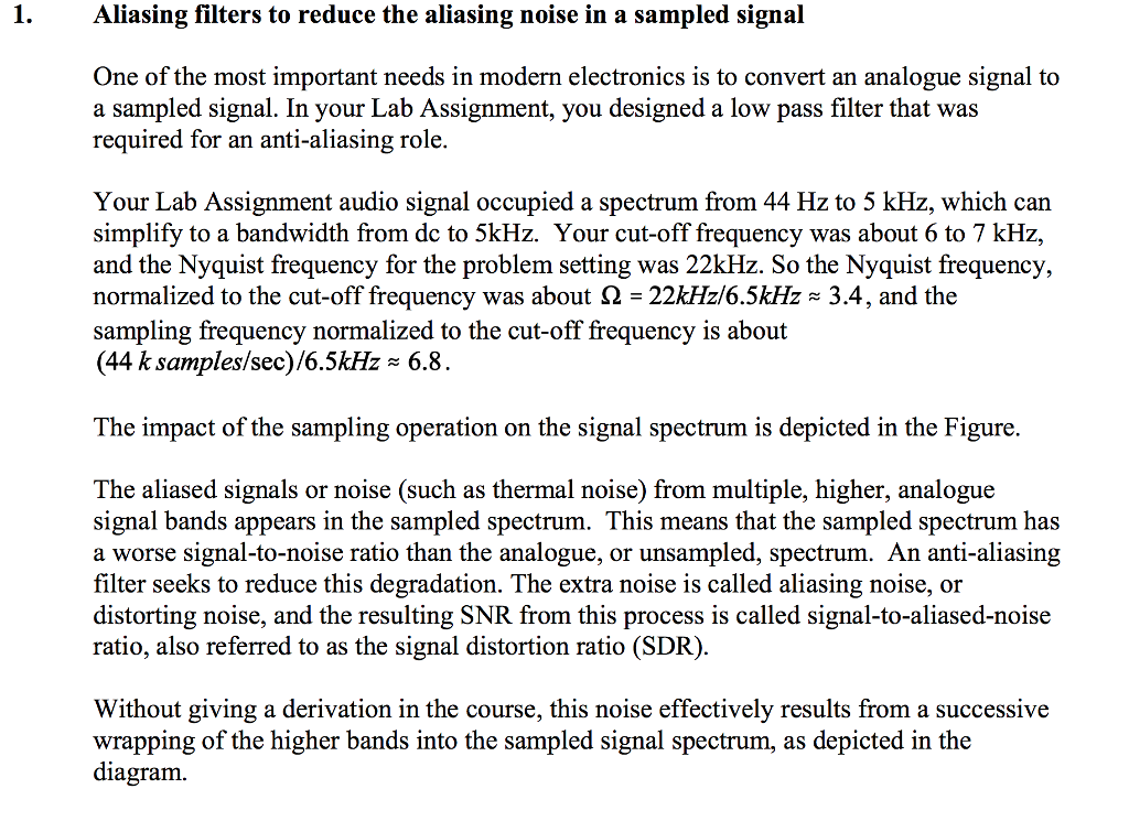 1. Aliasing filters to reduce the aliasing noise in a | Chegg.com