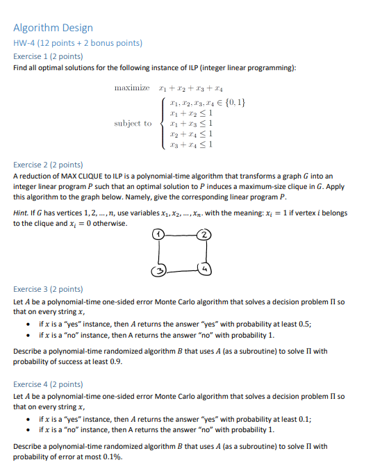 Solved Algorithm DesignHW-4 (12 ﻿points +2 ﻿bonus | Chegg.com