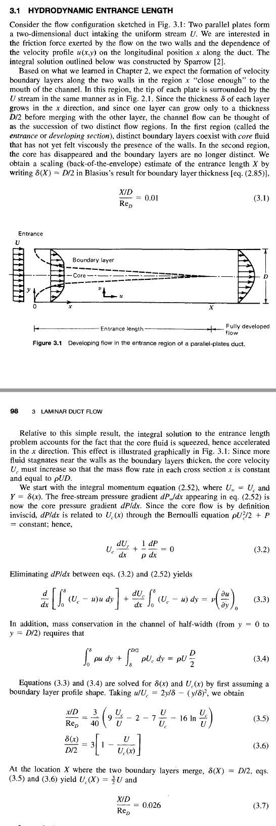 3.1 HYDRODYNAMIC ENTRANCE LENGTH Consider the flow | Chegg.com