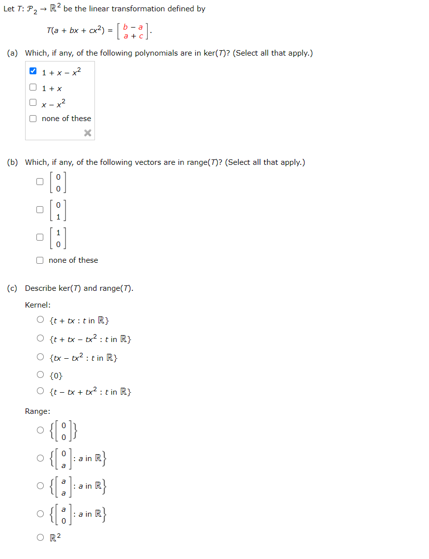 Solved Let T: P2 - R2 be the linear transformation defined | Chegg.com