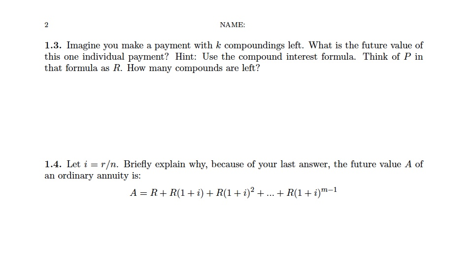 Solved A = P (1 + r/n) (nt) ?1. Let m=nt. Let R be the | Chegg.com