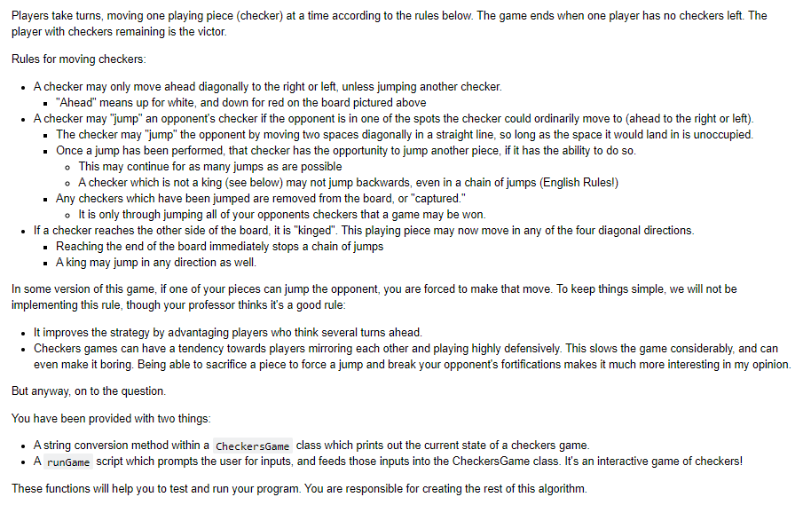 Question 4: COMP SCI 1MD3 FINAL BOSS: Checkers (24 | Chegg.com