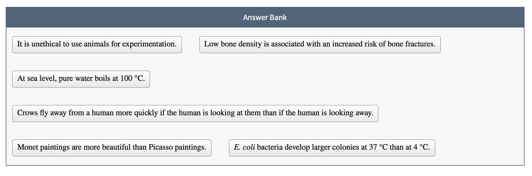 Solved Classify the following conclusions based on whether | Chegg.com