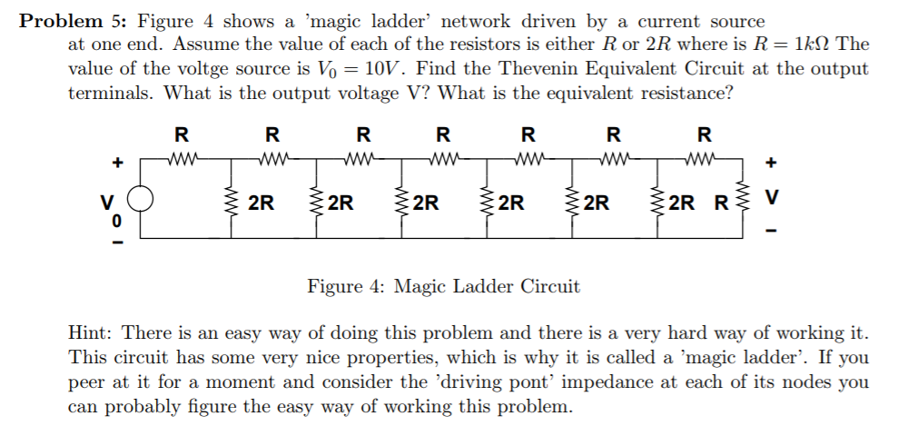 Solved Problem 5: Figure 4 shows a 'magic ladder' network | Chegg.com