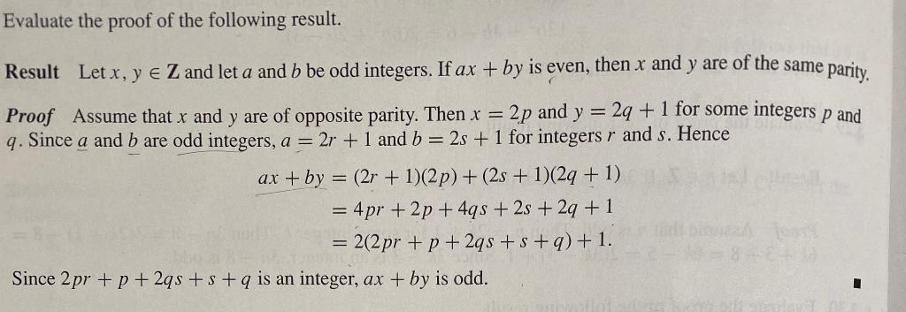 Solved Evaluate the proof of the following result. Result | Chegg.com