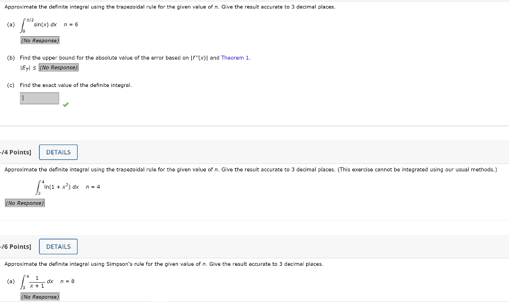 Solved Approximate the definite integral using the | Chegg.com