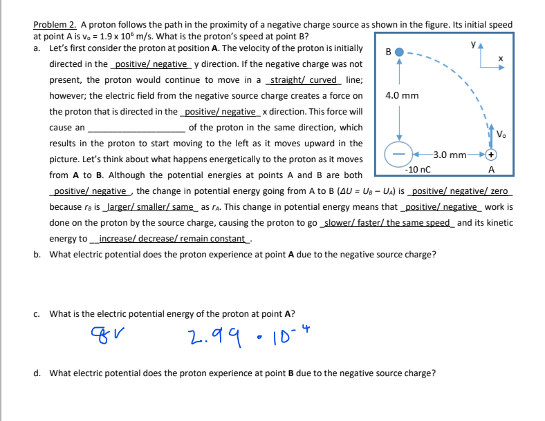 Solved Problem 2. A proton follows the path in the proximity | Chegg.com