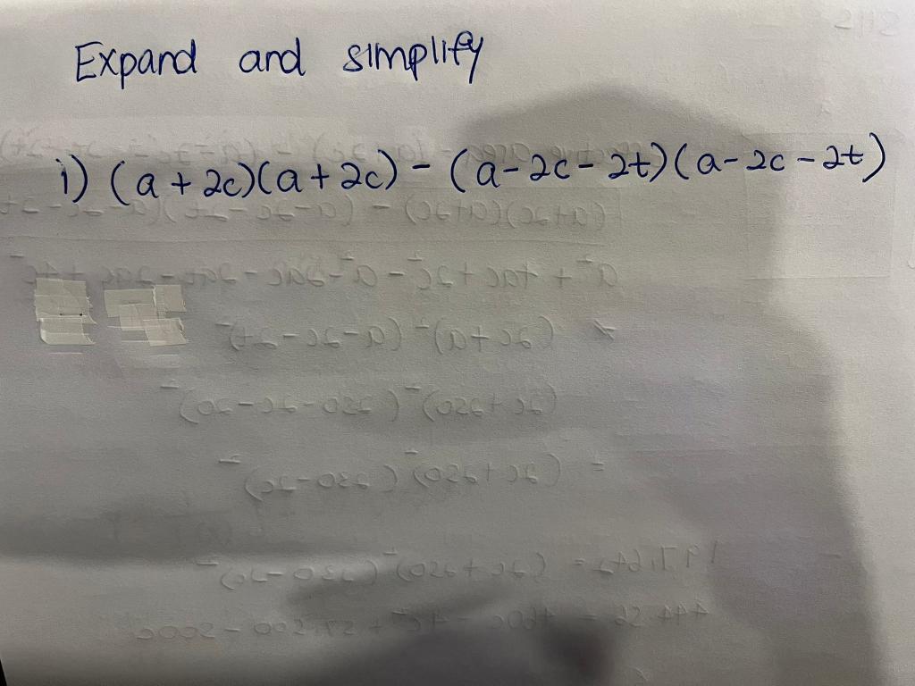 Solved Expand and simplify i) (a +2c)(a+ac) - | Chegg.com