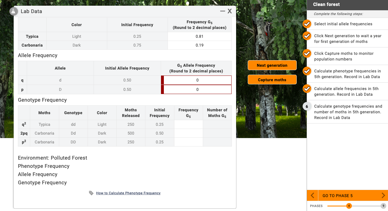 Lab Data −x Allele Frequency Genotype Frequency | Chegg.com