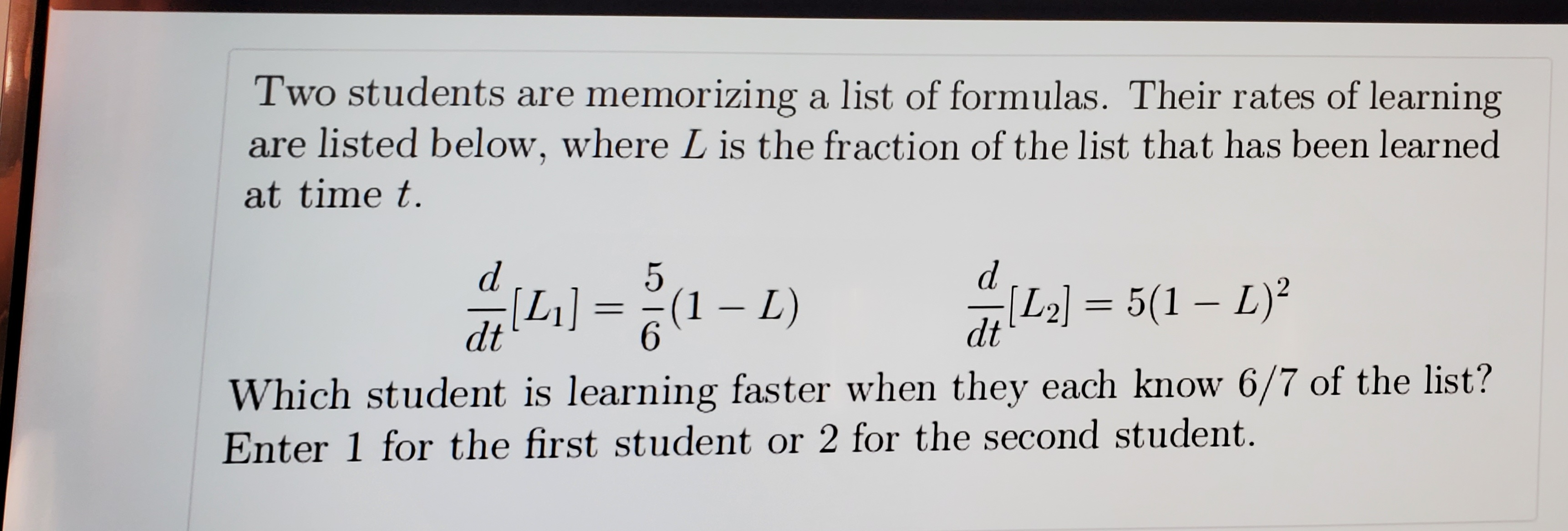 Solved Two students are memorizing a list of formulas. Their | Chegg.com
