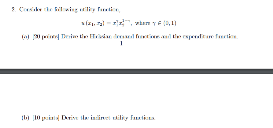 Solved 2. Consider the following utility function, u (C1, | Chegg.com