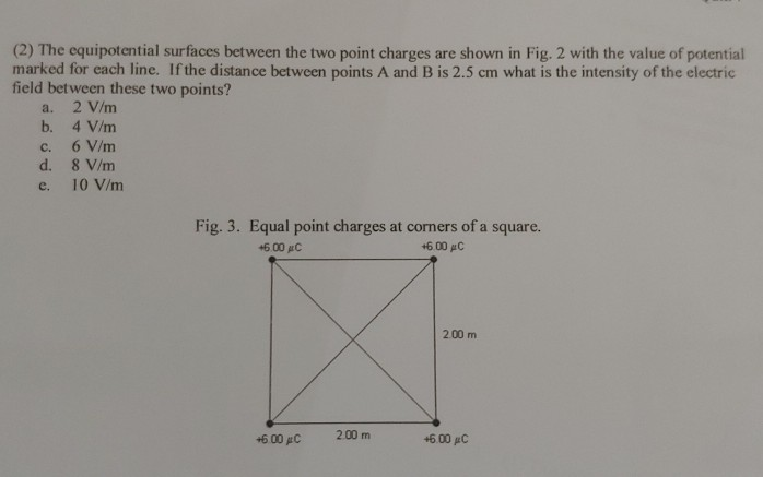 (2) The equipotential surfaces between the two point | Chegg.com