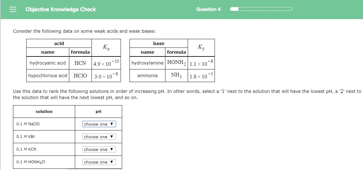 Solved = Objective Knowledge Check Question 4 Consider the | Chegg.com