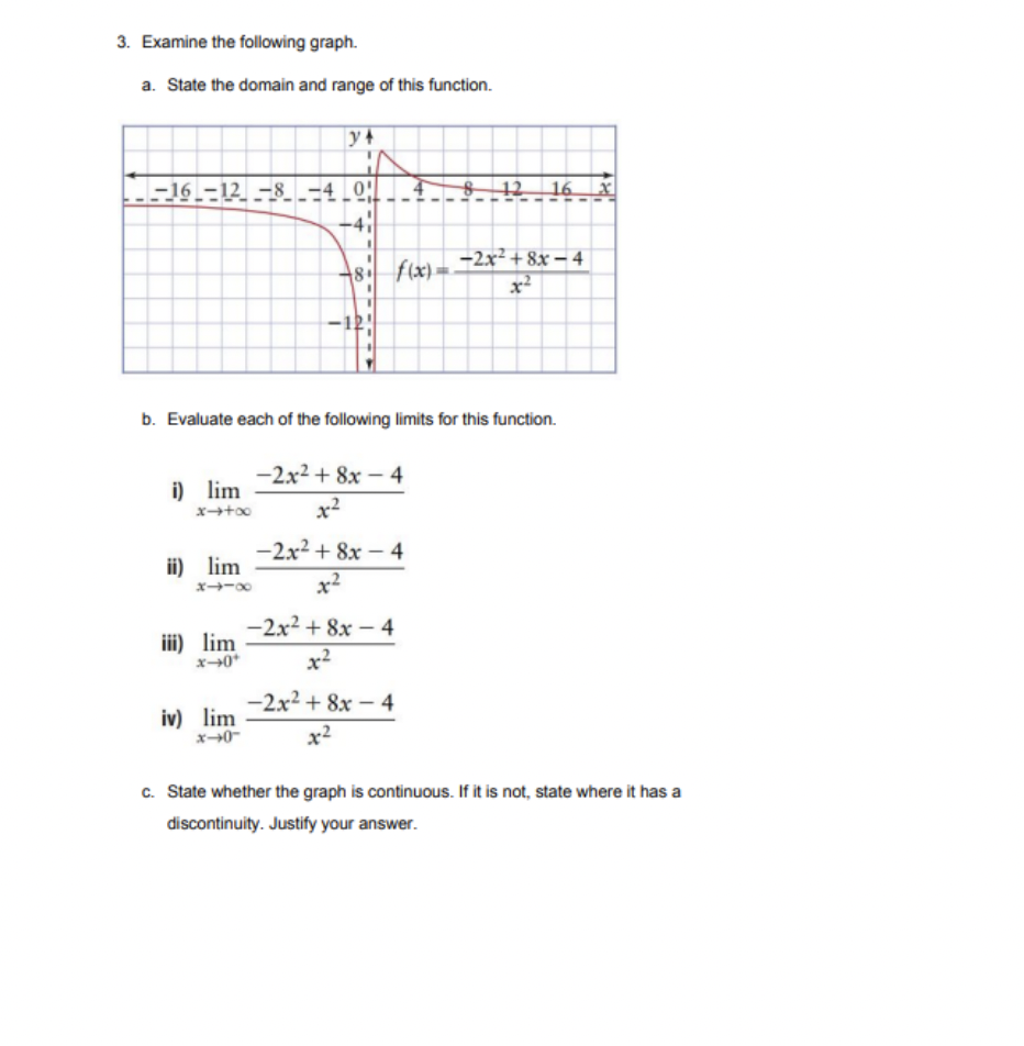 Solved 3. Examine the following graph. a. State the domain | Chegg.com