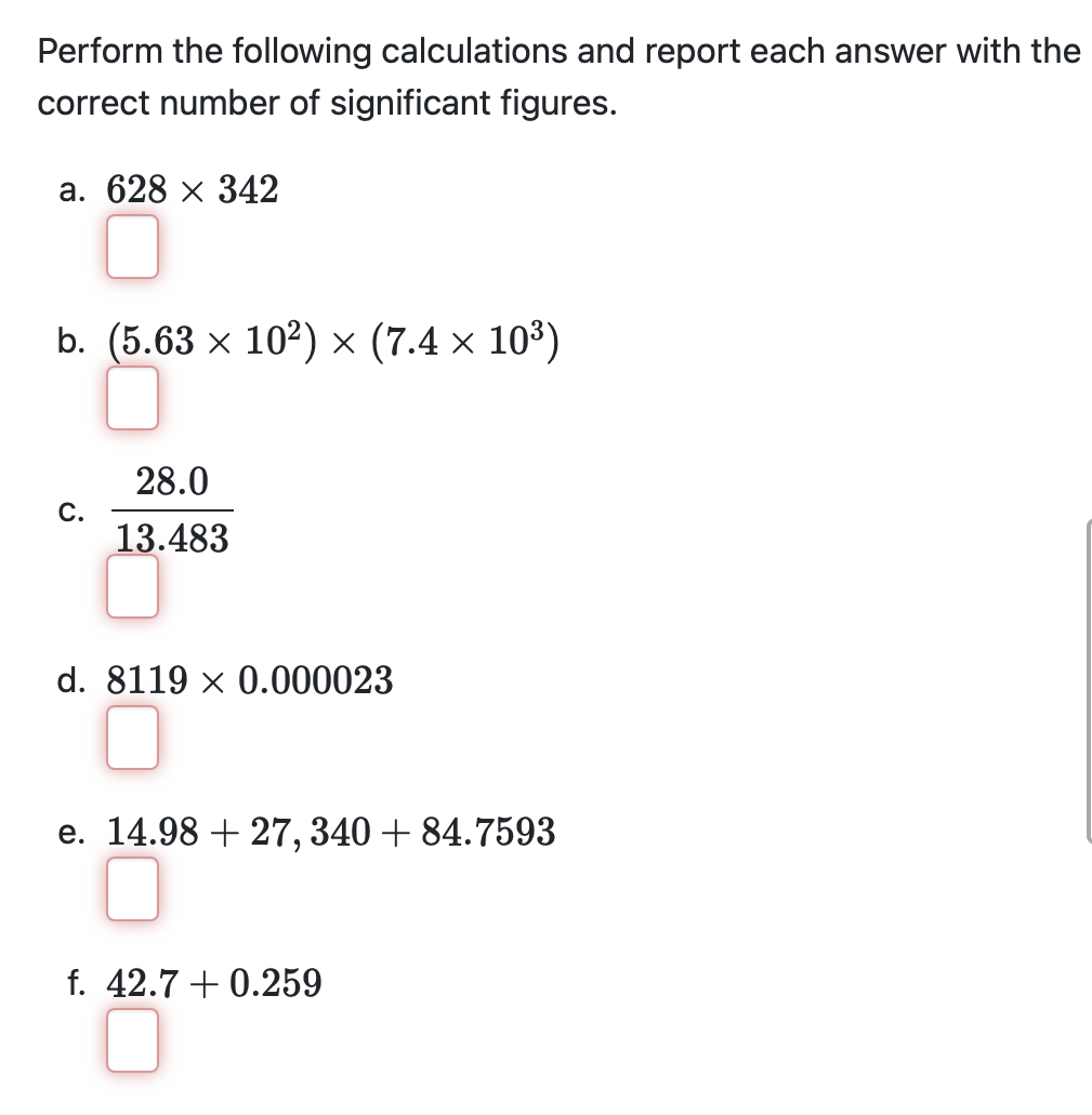 Solved Perform the following calculations and report each | Chegg.com