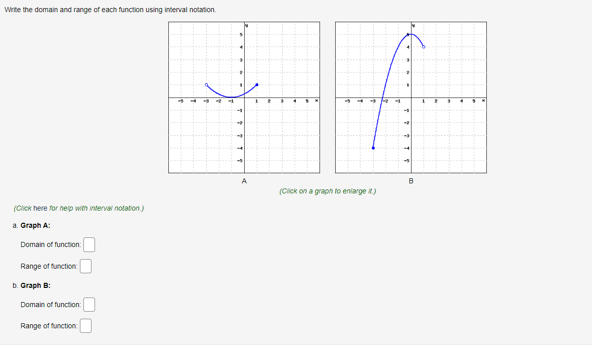 Solved Write The Domain And Range Of Each Function Using 