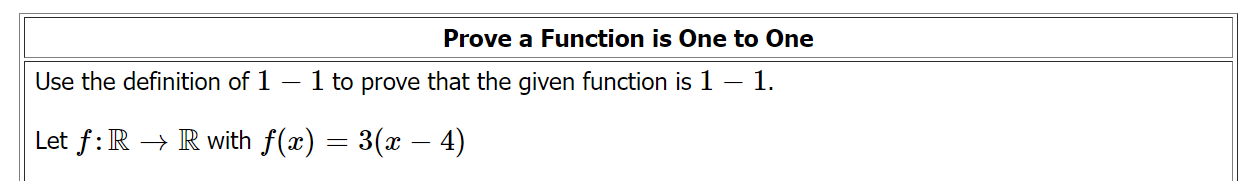 Solved Prove a Function is One to One Use the definition of | Chegg.com