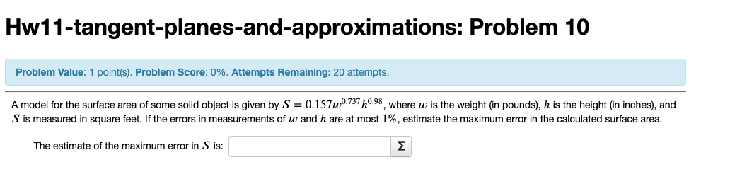 Solved Hw11-tangent-planes-and-approximations: Problem 10 | Chegg.com