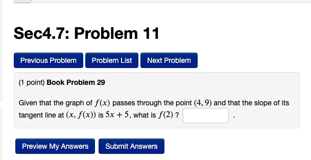 Solved Sec4.7: Problem 11 Previous Problem Problem List Next | Chegg.com