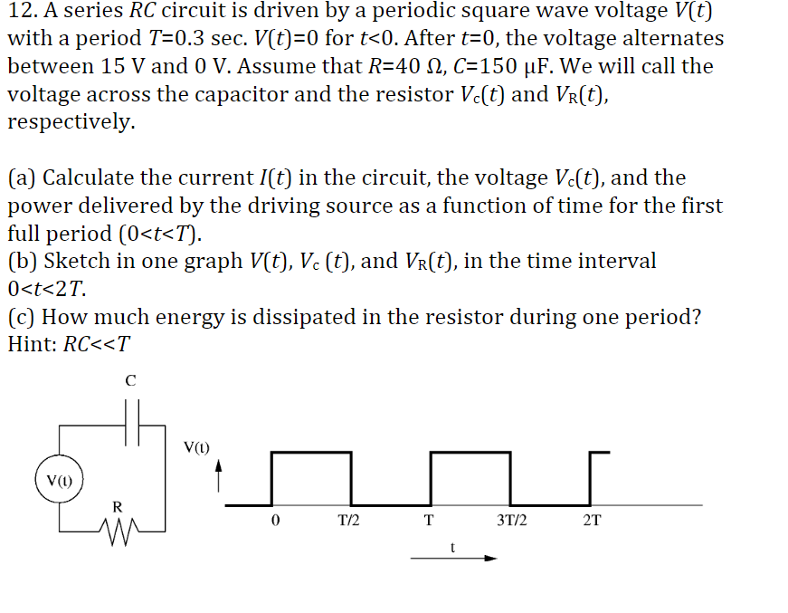 Solved 12. A series RC circuit is driven by a periodic | Chegg.com