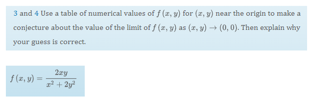 Solved 3 and 4 Use a table of numerical values of f (x, y) | Chegg.com