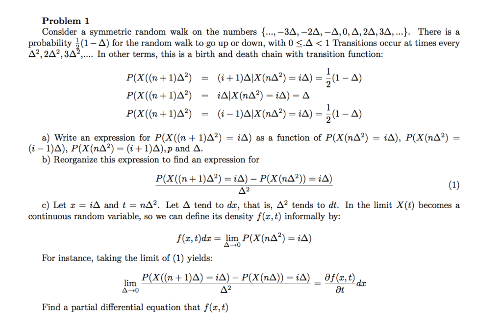 Problem 1 Consider a symmetric random walk on the | Chegg.com