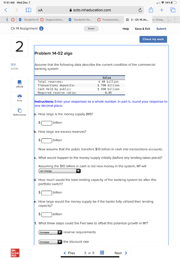 Solved Problem 14-02 algo Assume that the following data | Chegg.com