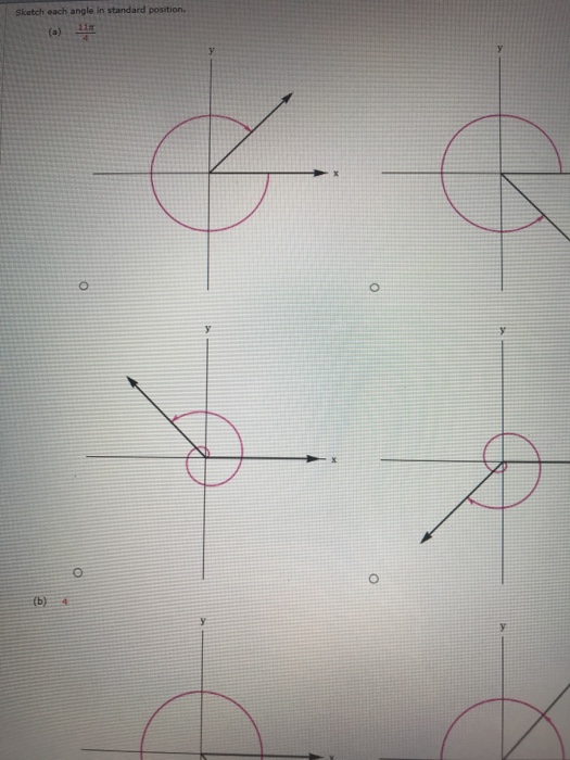 Solved Sketch each angle in standard position. O: (b) 4 | Chegg.com