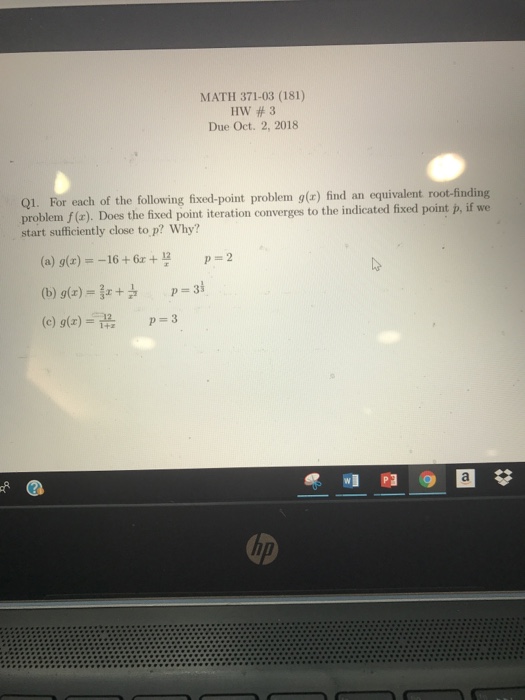 Solved MATH 371-03 (181) HW#3 Due Oct. 2, 2018 Q1. For each | Chegg.com