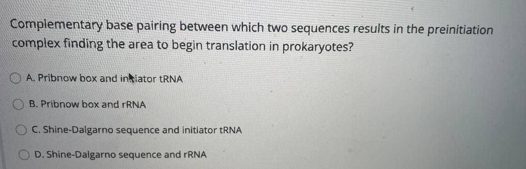 Solved Complementary base pairing between which two | Chegg.com