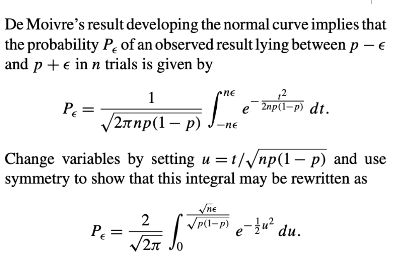 Solved De Moivre's result developing the normal curve | Chegg.com