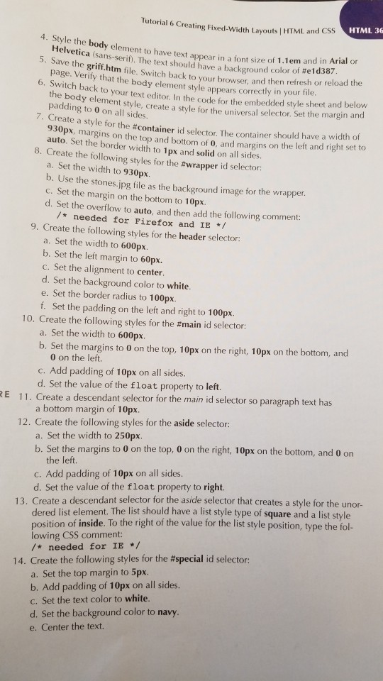 Solved ITML and CSS Tutorial 6 Creating Fixed-Width Layouts | Chegg.com